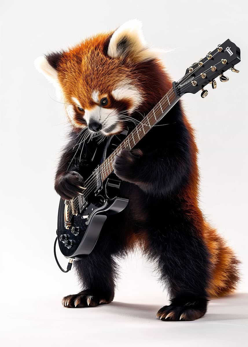 'Red Panda Guitar' Poster, picture, metal print, paint by Henning ...