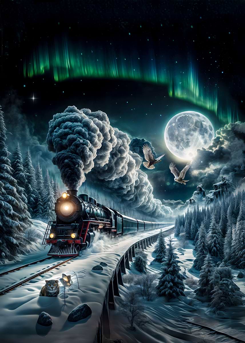 'Mystical Night Express' Poster, picture, metal print, paint by ...