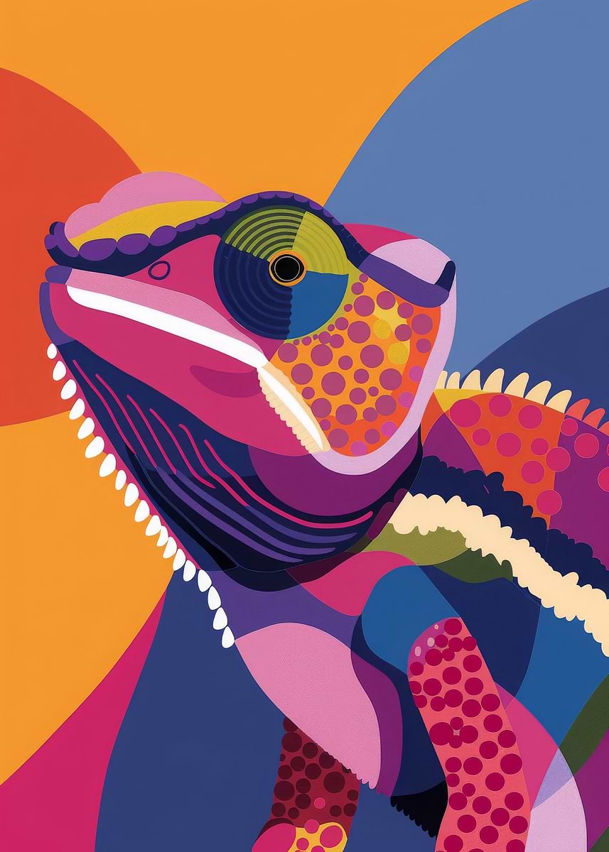 'Chameleon Abstract Flat' Poster, picture, metal print, paint by Ray ...