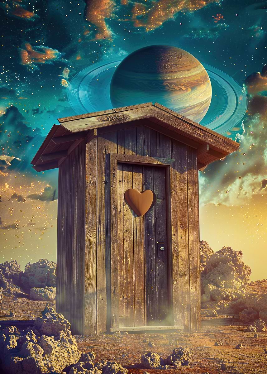'Outhouse in Outer Space 01' Poster, picture, metal print, paint by ...