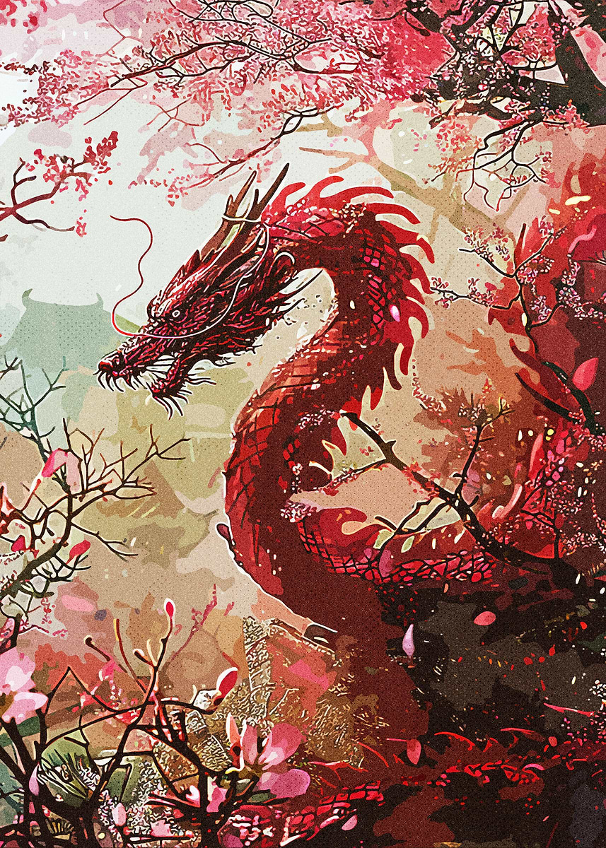 'Vintage Red Dragon' Poster, picture, metal print, paint by Fanth ...