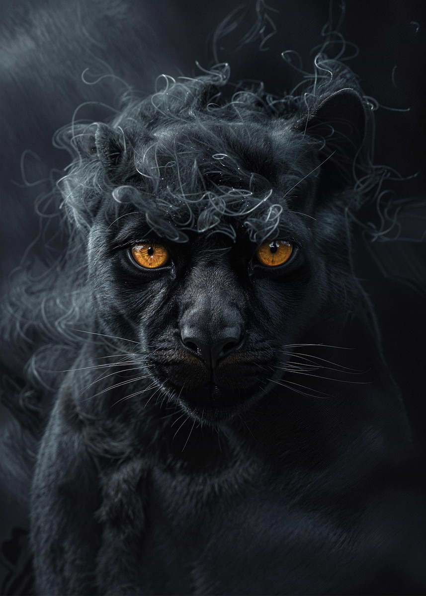 'Puma in Black Smoke ' Poster, picture, metal print, paint by SuperNova ...