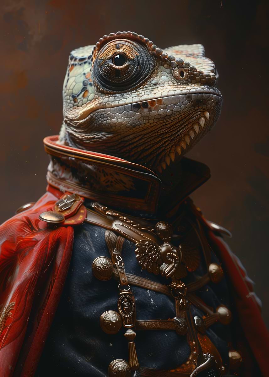 'Chameleon In Command' Poster, picture, metal print, paint by Notorious ...