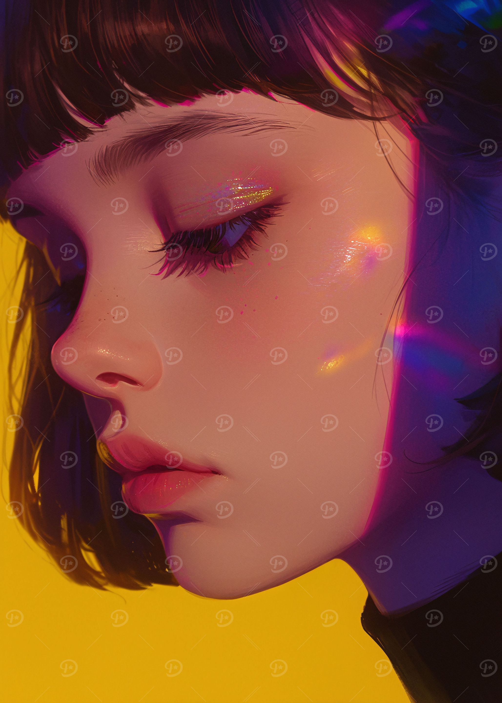 'Illuminated Face' Poster, picture, metal print, paint by Andrew ...