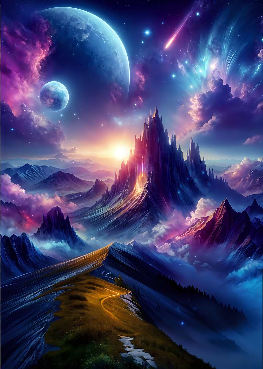'Moonlit Highlands' Poster, picture, metal print, paint by The Explorer ...