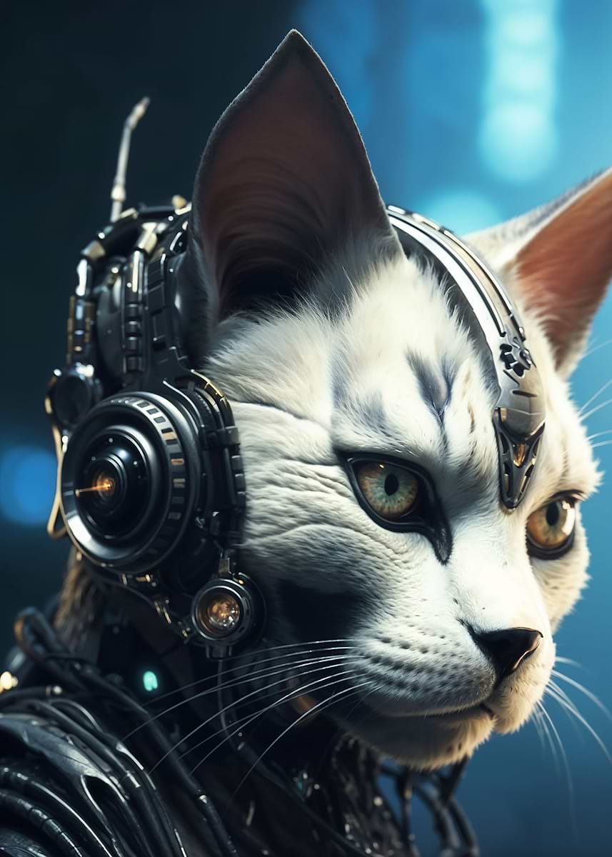 'Cat Cyberpunk Neon Art' Poster, picture, metal print, paint by Beauden ...