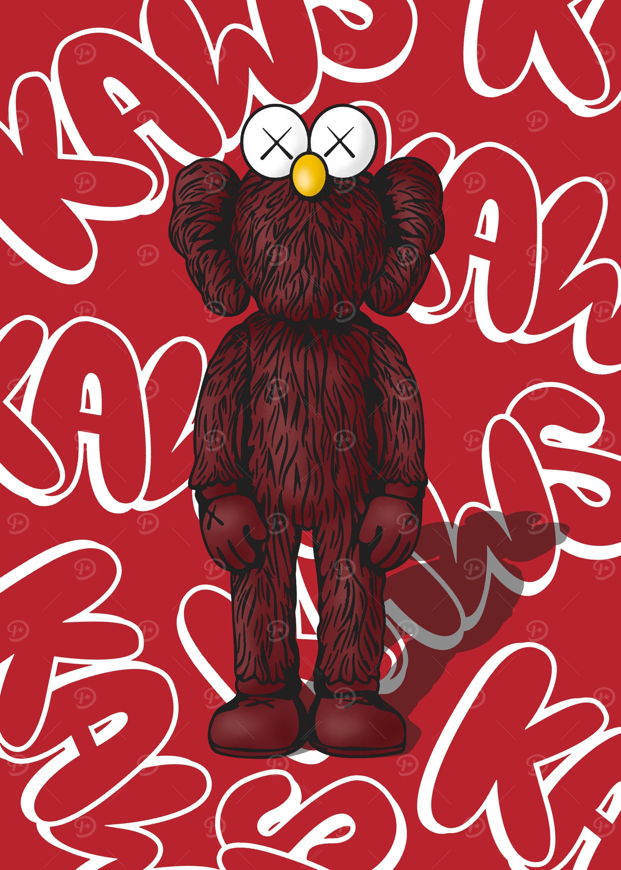 'red doodle kaws' Poster, picture, metal print, paint by Erico plok ...