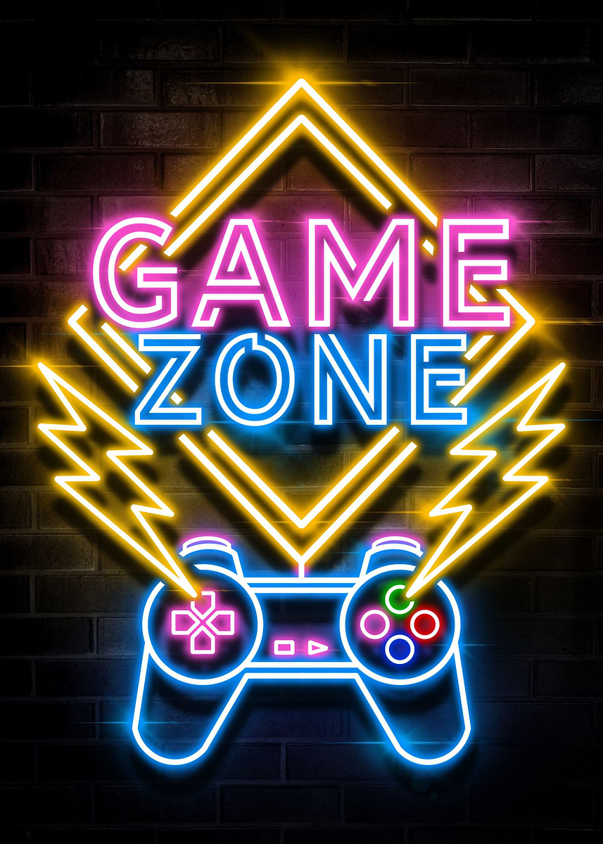 'GAME ZONE NEON SIGN ART' Poster, picture, metal print, paint by MoveUp ...