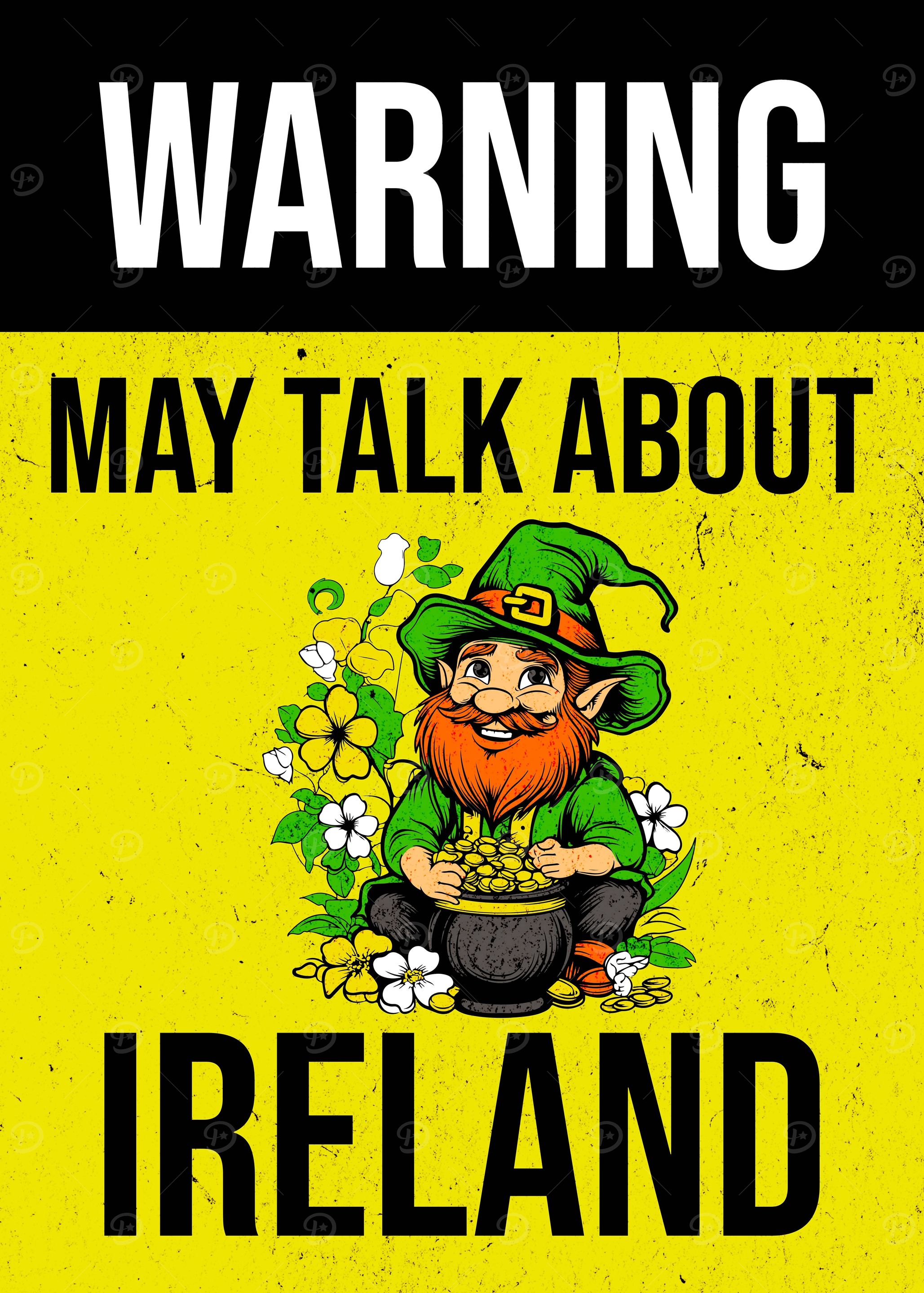 'WARNING IRISH LEPRECHAUN' Poster, picture, metal print, paint by ...