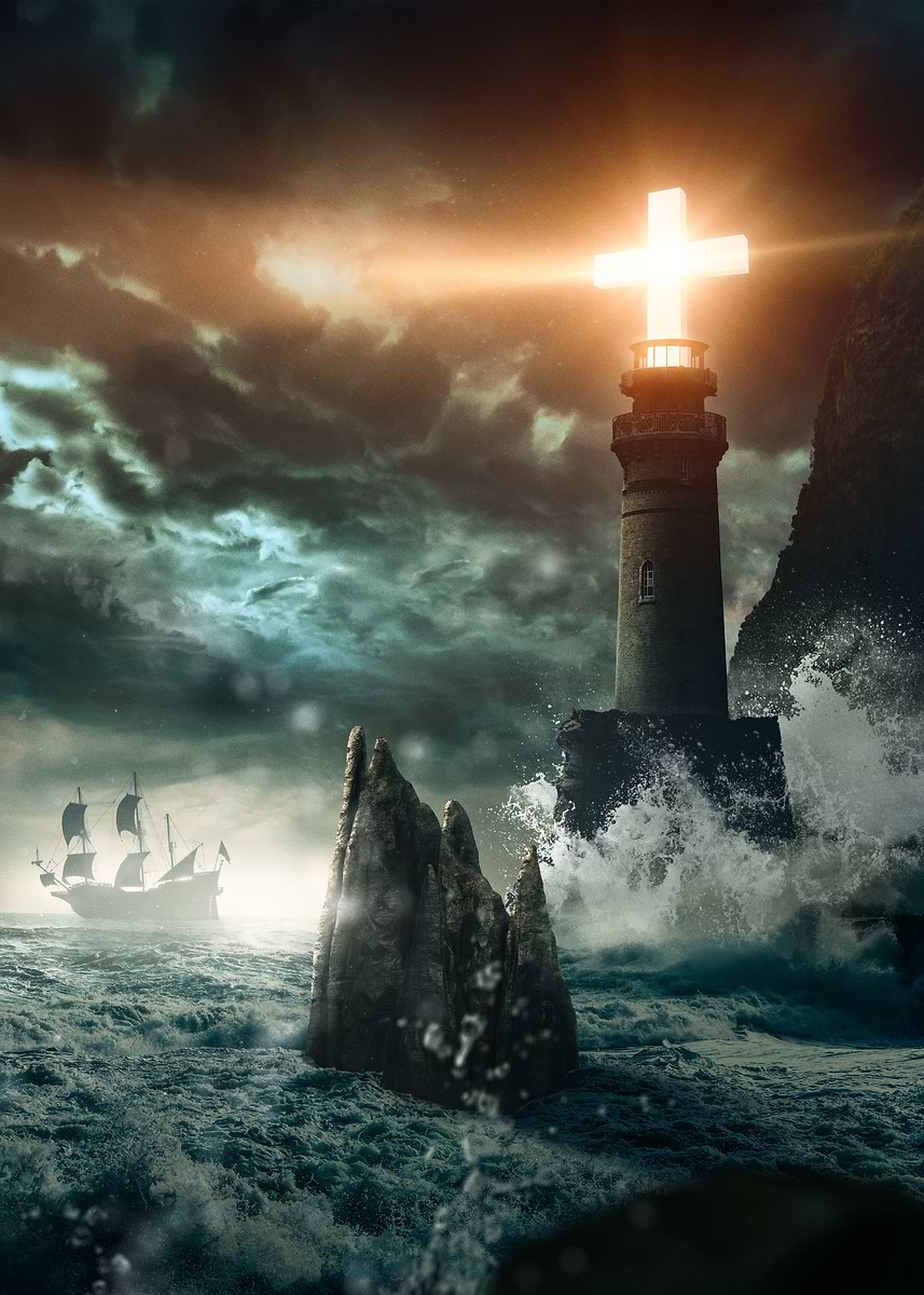 'Jesus My Lighthouse' Poster, picture, metal print, paint by ...