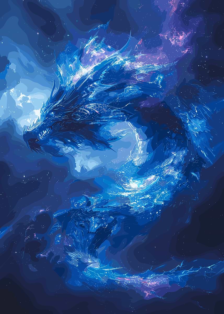 'Magic Fantasy Dragon Blue' Poster, picture, metal print, paint by ...