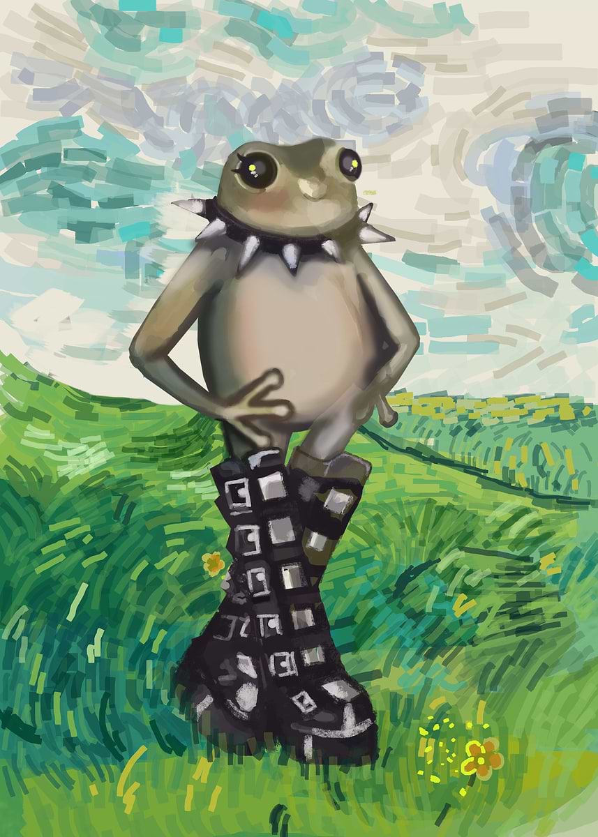 'frog gothic in the field ' Poster, picture, metal print, paint by wine ...