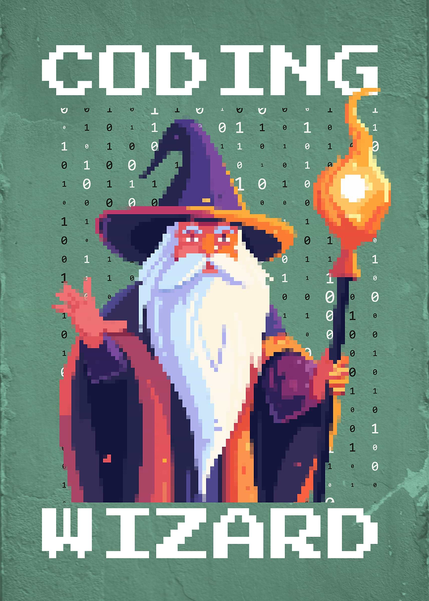 'Coder Humor Coding Wizard' Poster, picture, metal print, paint by Wyld ...