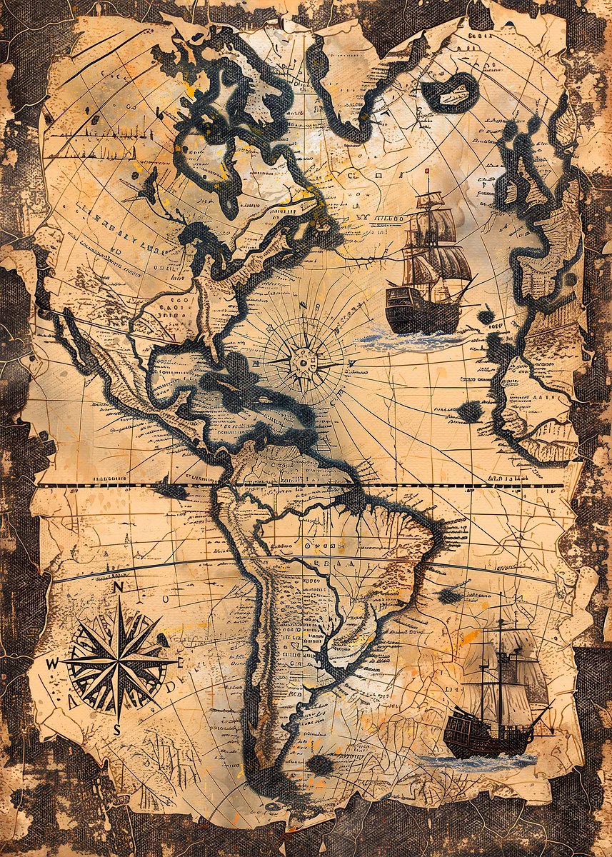 'Vintage Map' Poster, picture, metal print, paint by Tarjun Cantik ...