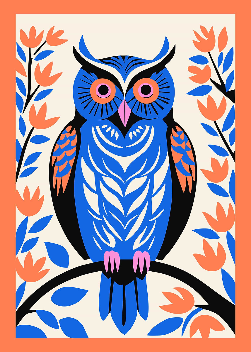 'Bohemian Colorful Owl' Poster, picture, metal print, paint by ...