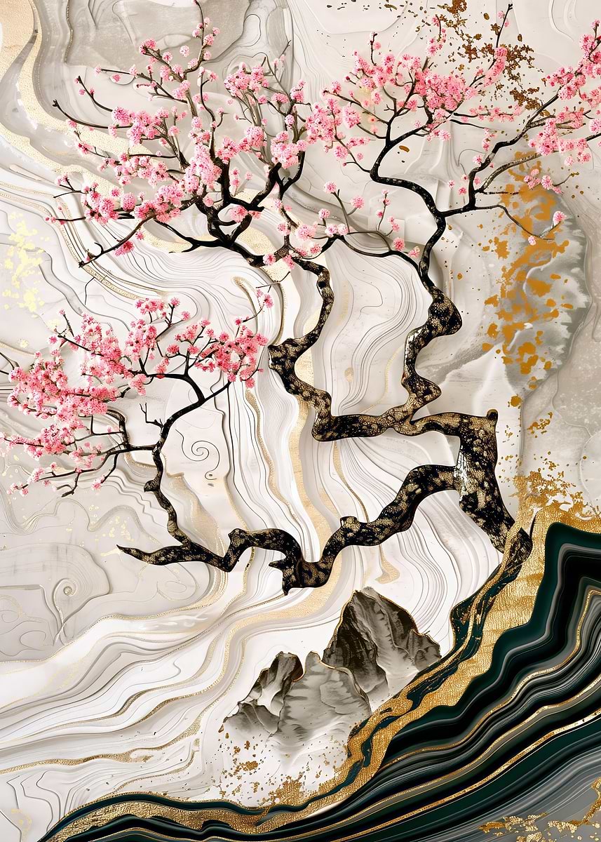 'Abstract Cherry tree' Poster, picture, metal print, paint by Simon ...