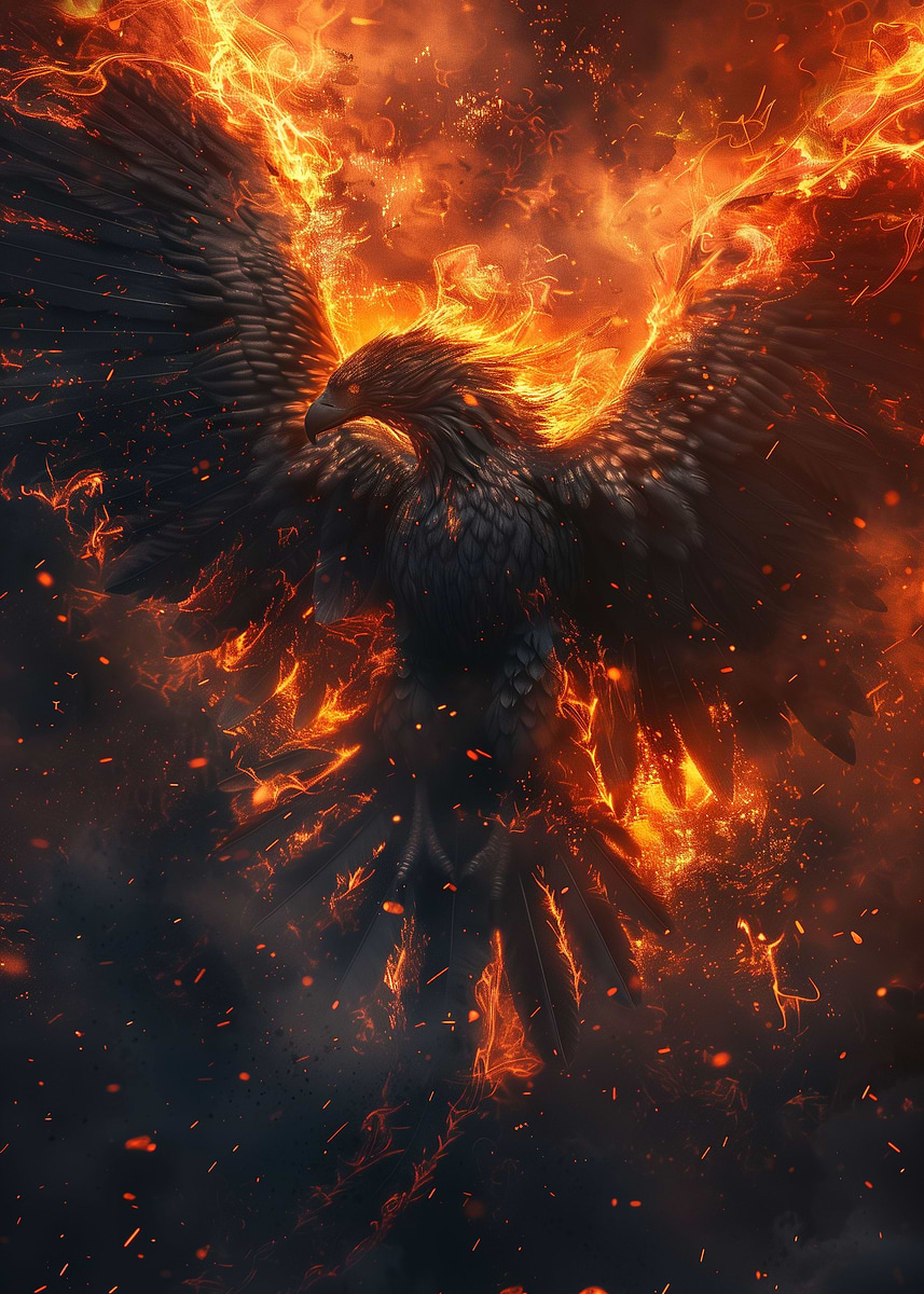 'Fire Phoenix' Poster, picture, metal print, paint by Hotaru Jisuni ...