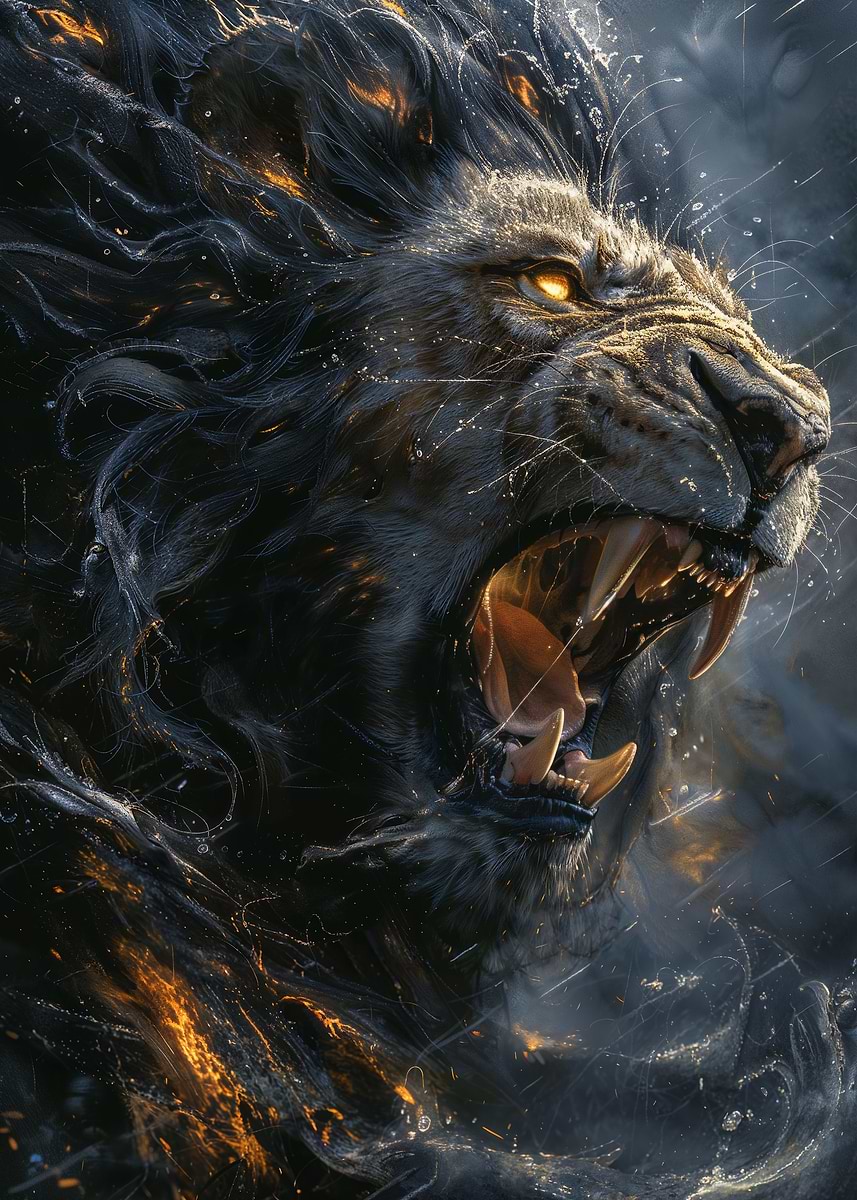 'fierce lion king' Poster, picture, metal print, paint by Adel S | Displate