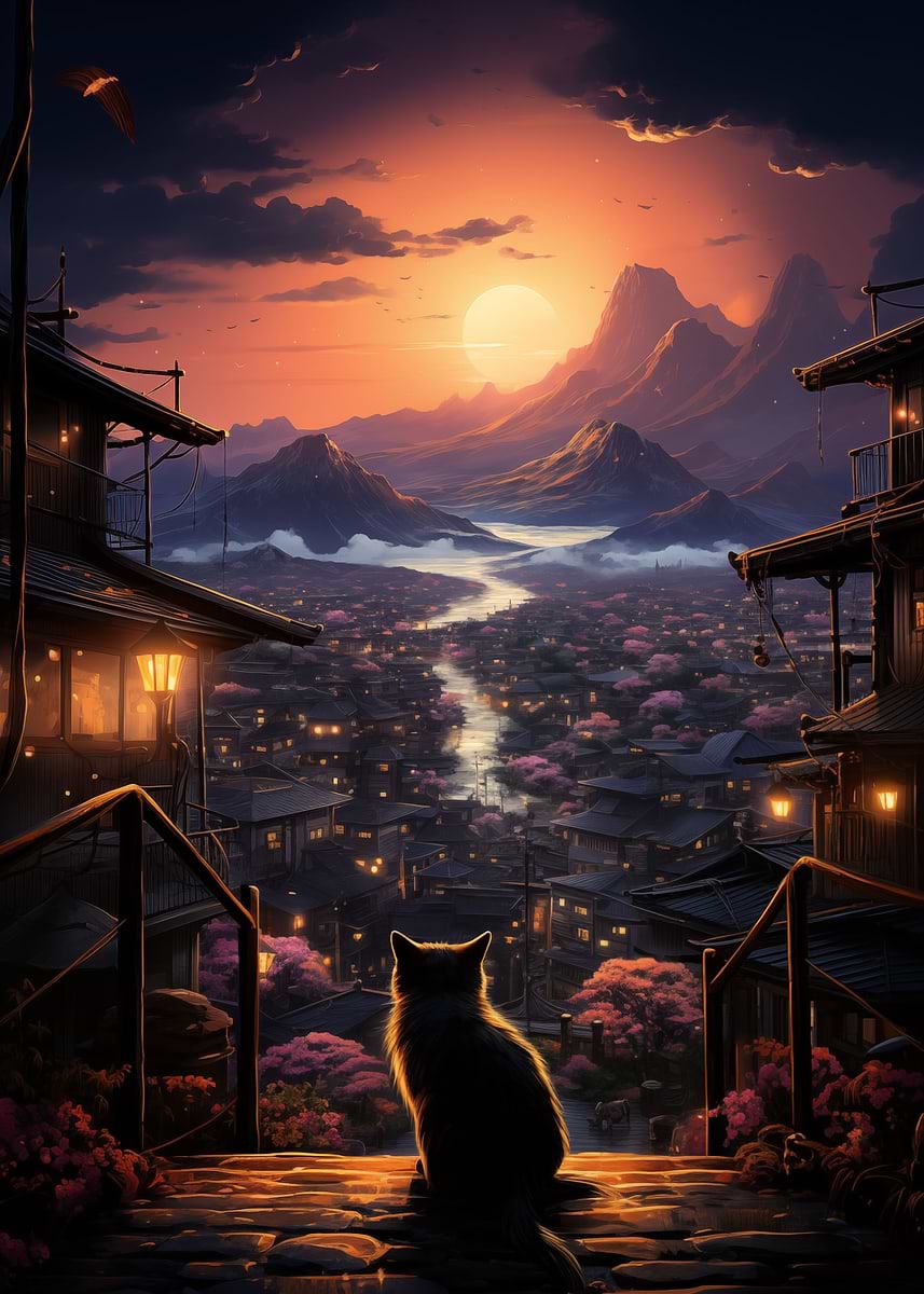 'Watching the Sunset ' Poster, picture, metal print, paint by ...