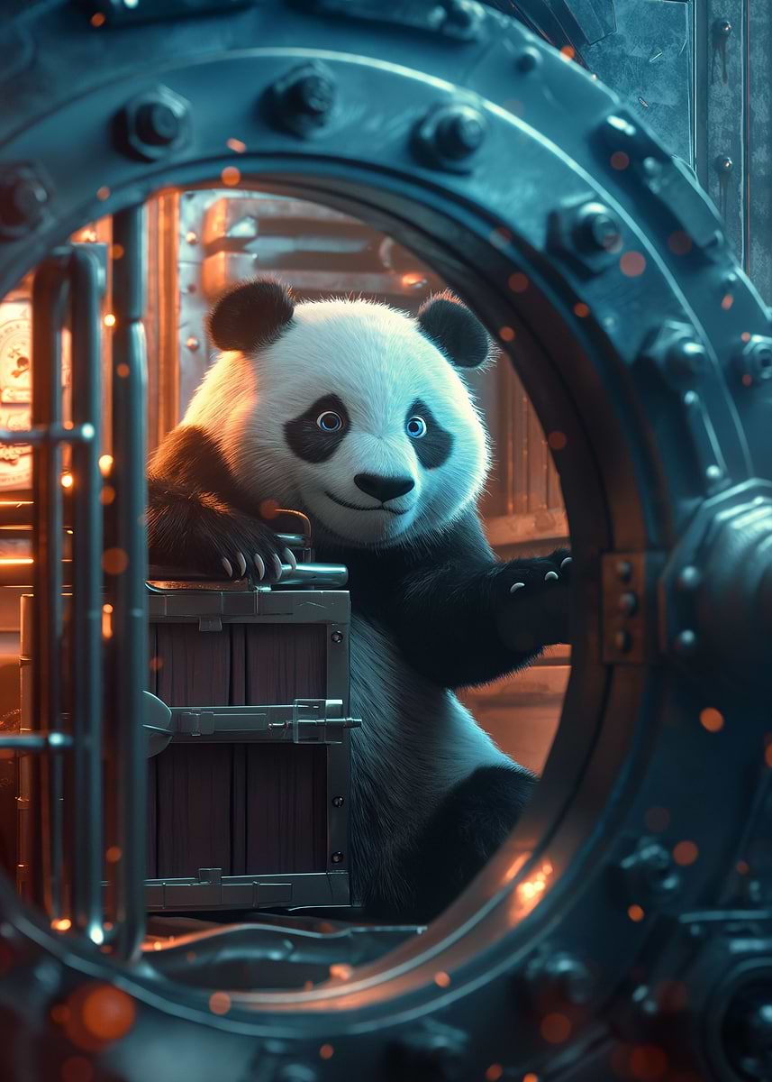 'Cute Panda Bank Vault' Poster, picture, metal print, paint by Zenz ...