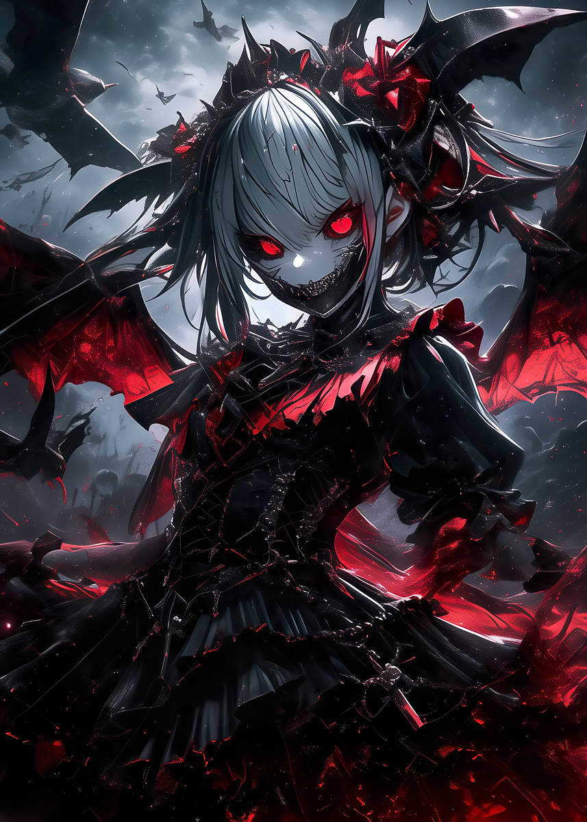 'Vampire Bat Anime Girl' Poster, picture, metal print, paint by ...