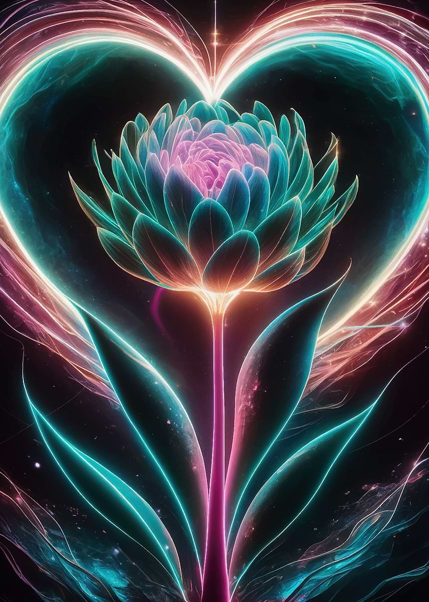 'Galaxy Flower Neon Floral' Poster, picture, metal print, paint by ...