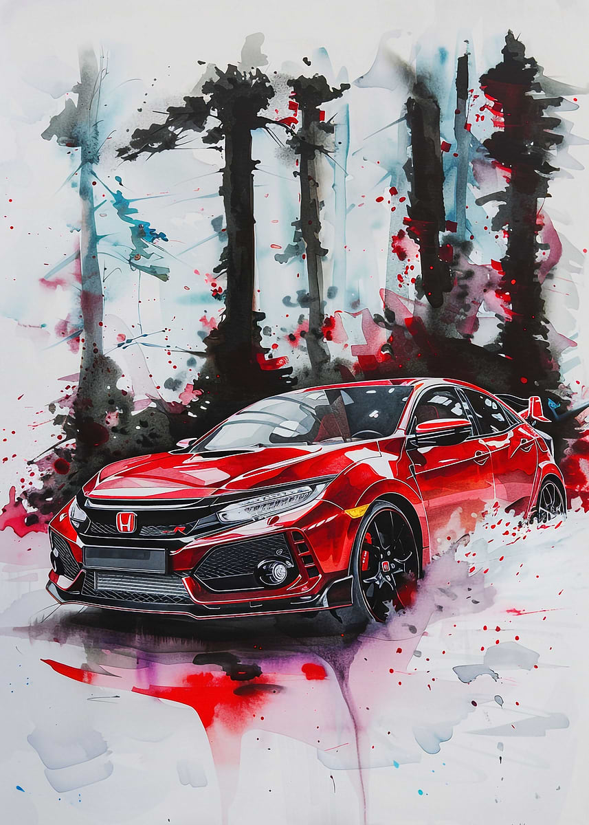 'Water HondCivic Type R' Poster, picture, metal print, paint by Zaina ...
