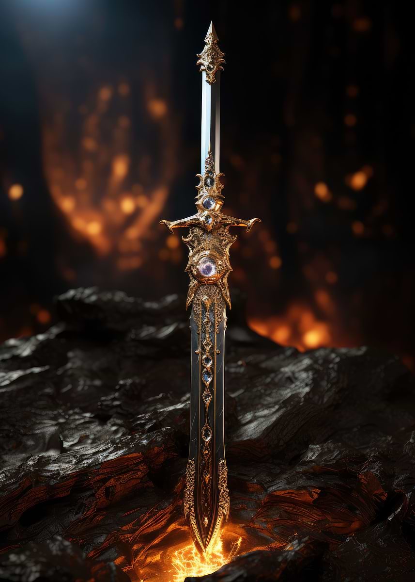'Magical sword and lava' Poster, picture, metal print, paint by Steven ...
