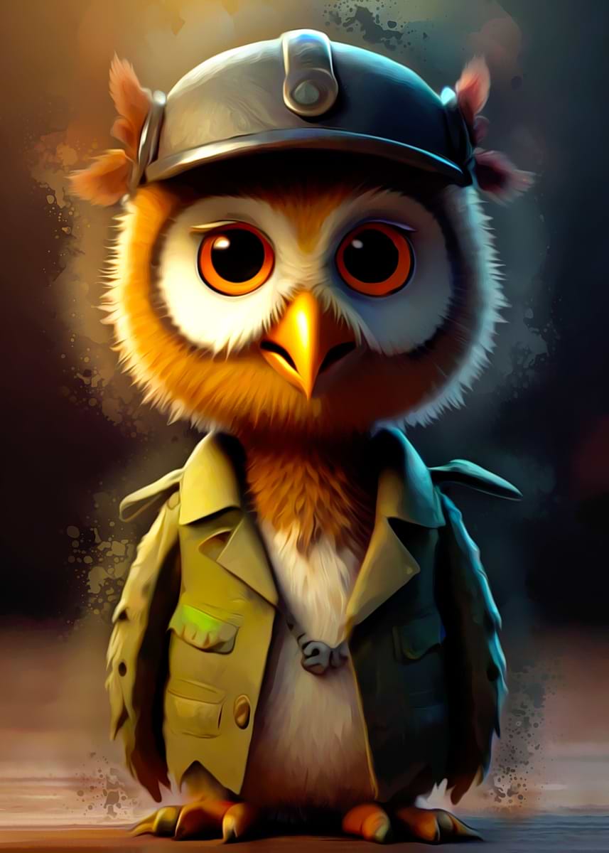 'Owl soldier illustration 2' Poster, picture, metal print, paint by ...