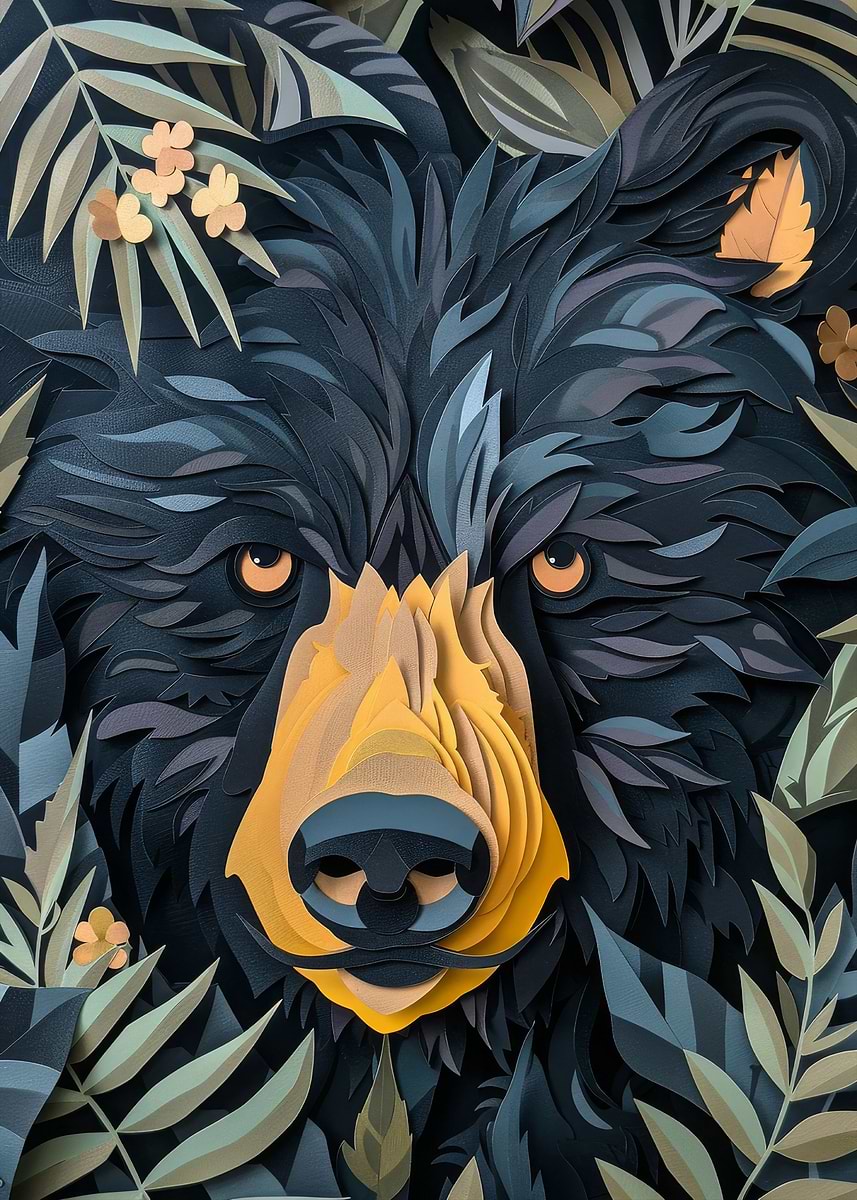 'Black Bear Paper Craft' Poster, picture, metal print, paint by Morgan ...