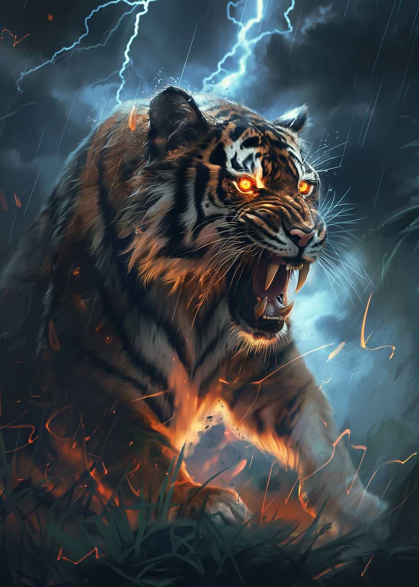 'Tiger Scary Fantasy Light' Poster, picture, metal print, paint by Zenz ...