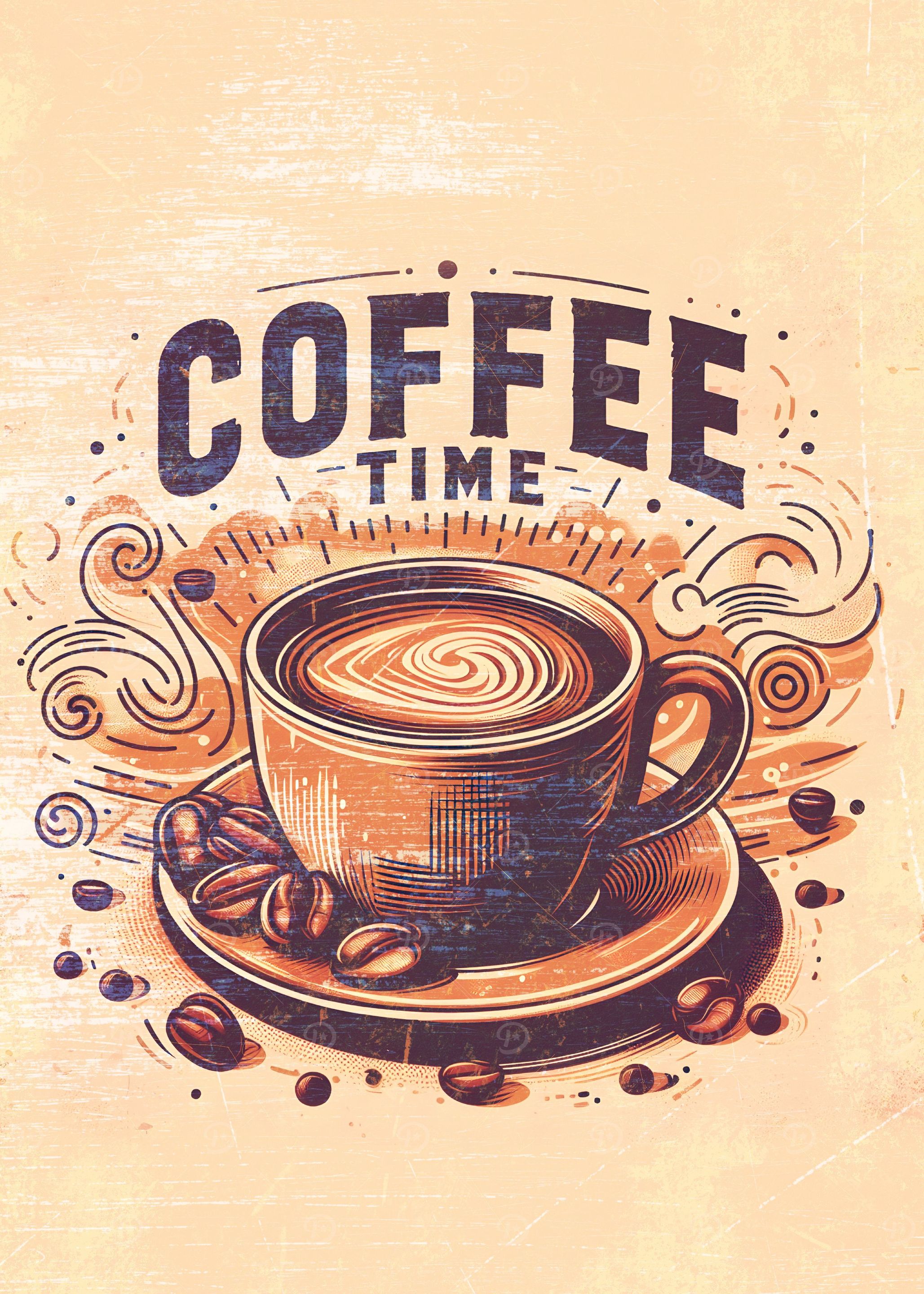 'Coffee Time Vintage Poster' Poster, picture, metal print, paint by Is ...