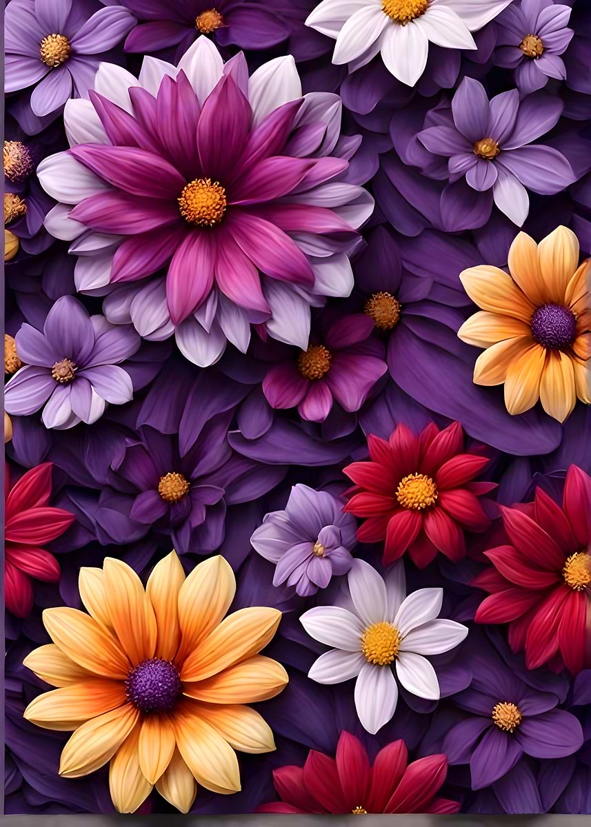 'flower wallpaper vector' Poster, picture, metal print, paint by pixar ...