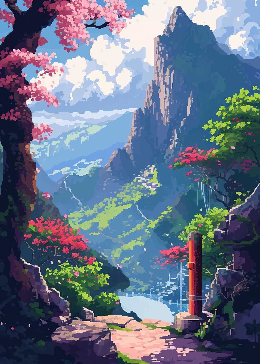 'Landscape Pixel art' Poster, picture, metal print, paint by paijo ...
