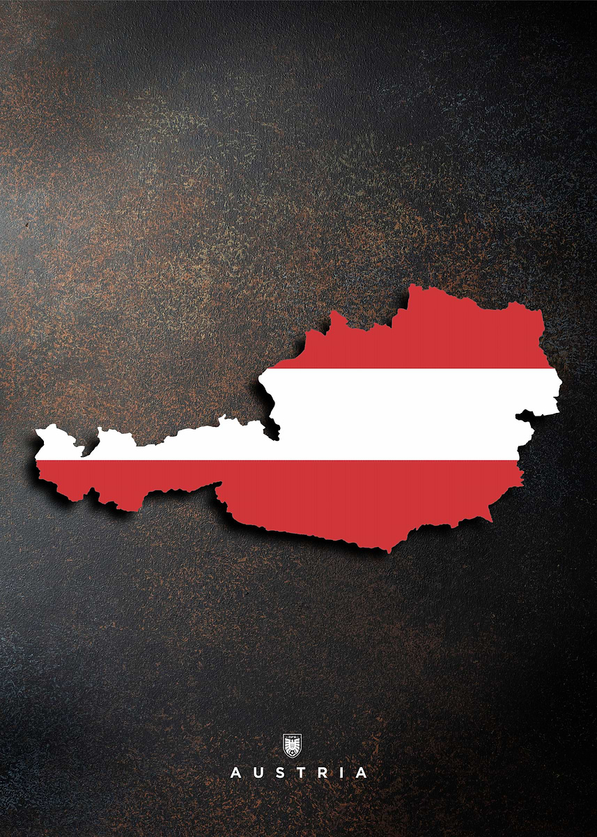 'austria flag maps' Poster, picture, metal print, paint by The Artnesia ...
