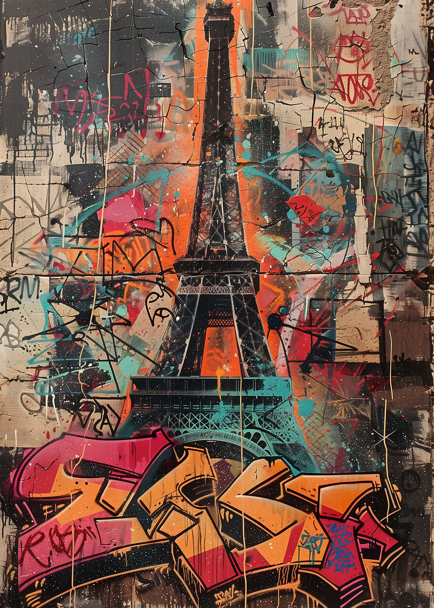 'Paris France Graffiti' Poster, picture, metal print, paint by Color My ...