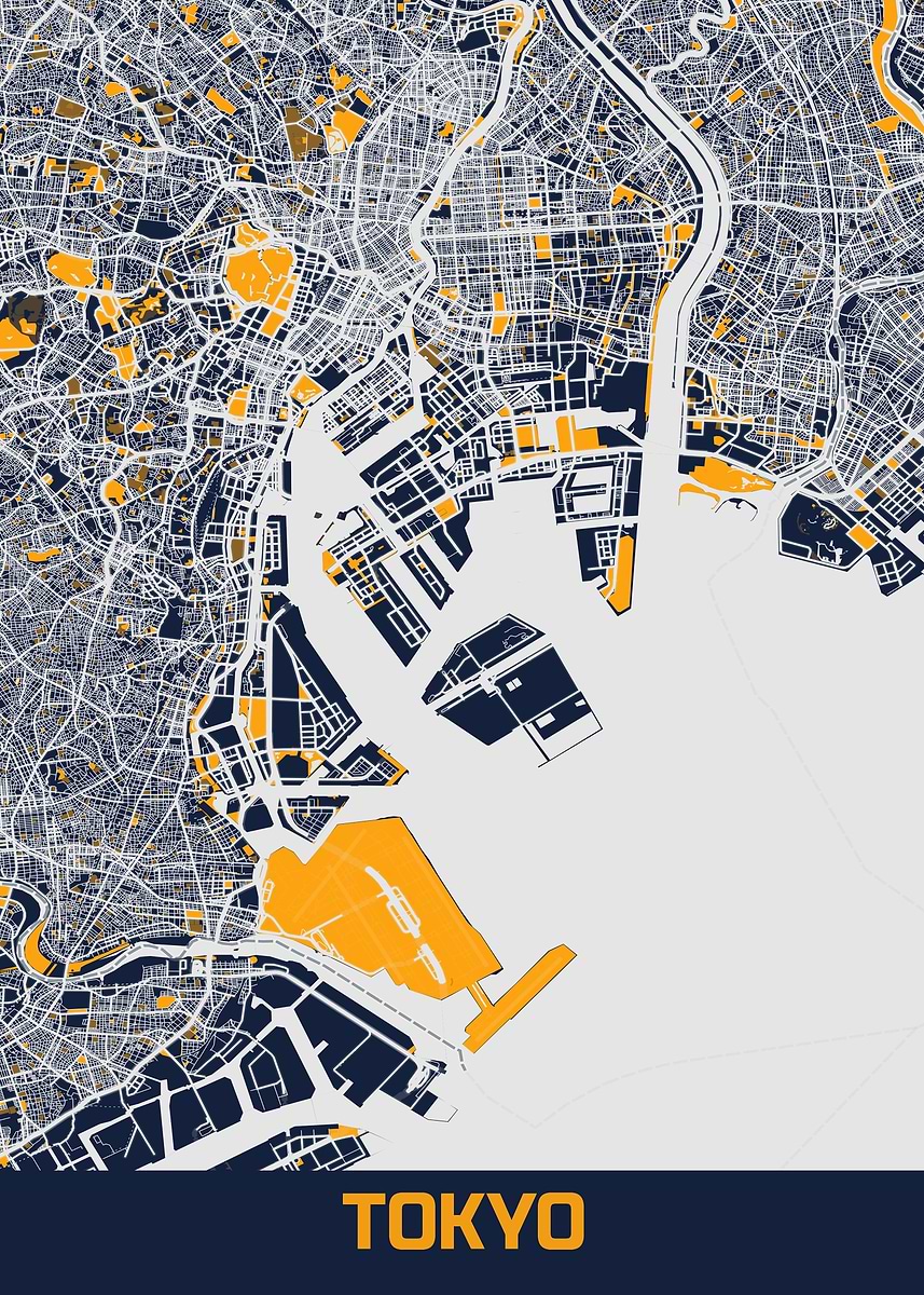 'Map of Tokyo' Poster, picture, metal print, paint by Famous City ...