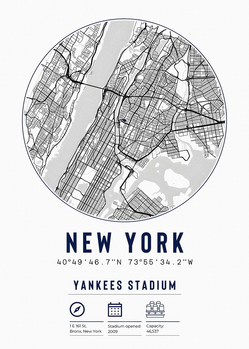 'New York Map Print' Poster, picture, metal print, paint by Brock ...