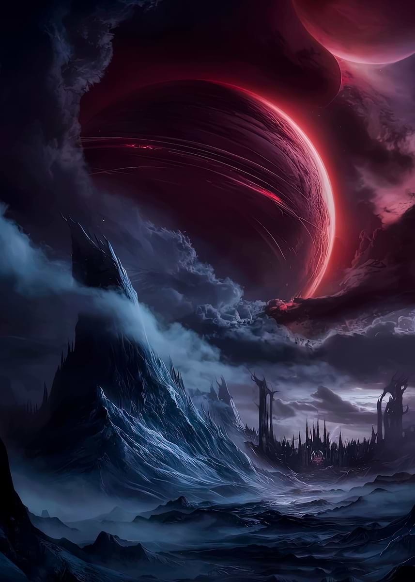 'Crimson Planet Eclipse' Poster, picture, metal print, paint by James ...