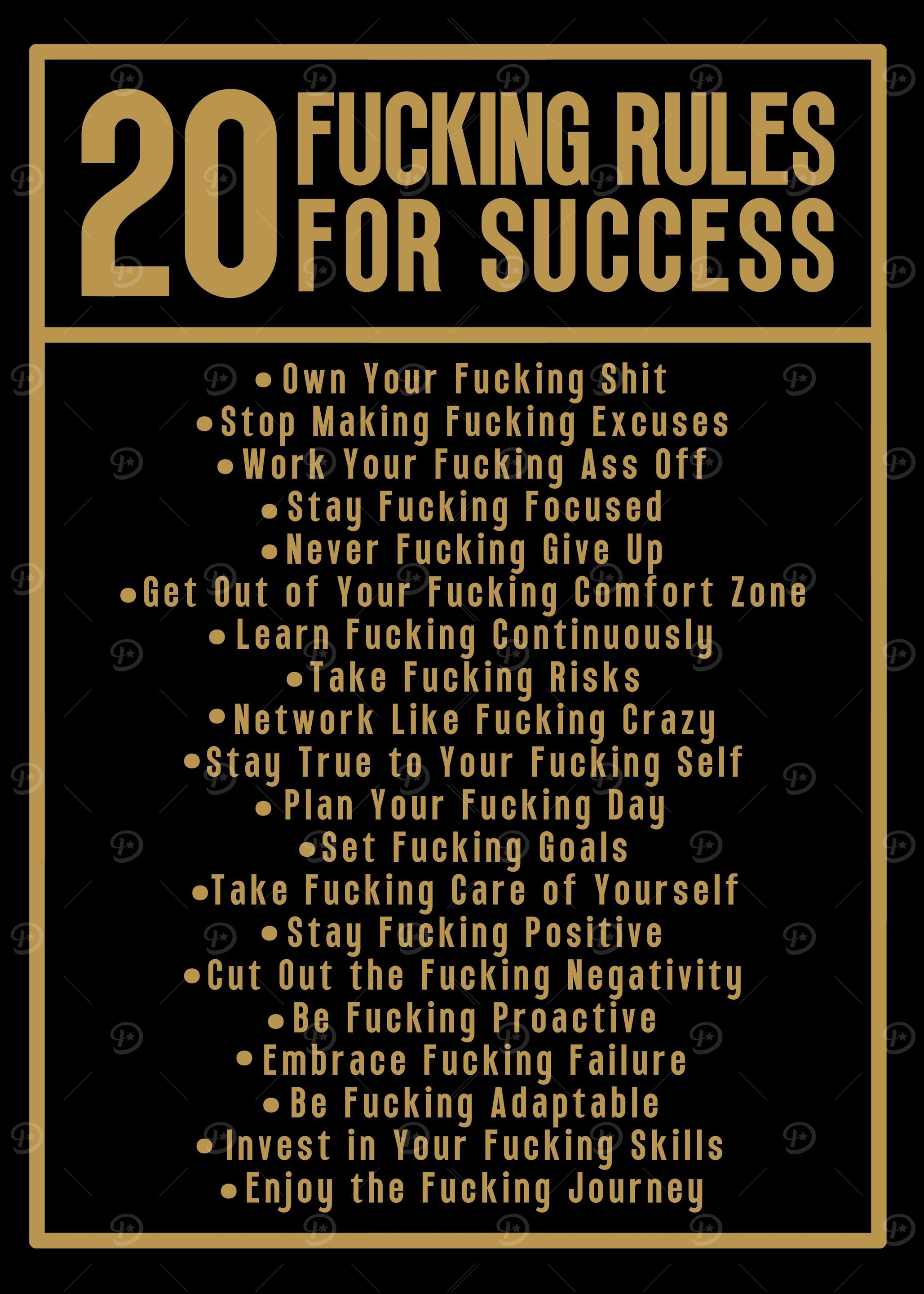 '20 Rules For Success' Poster, picture, metal print, paint by Sam ...
