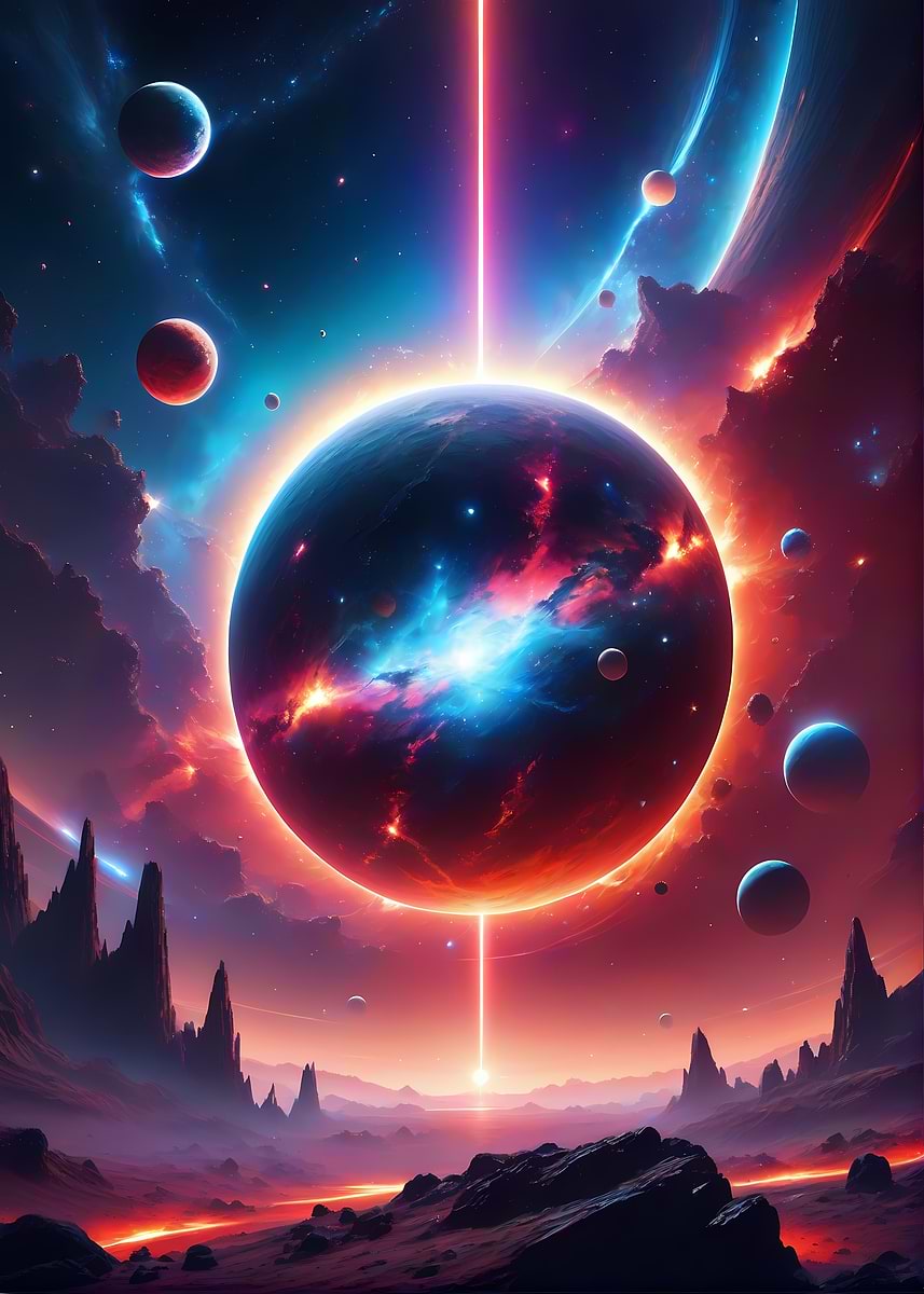 'Epic Planet sci fi scene' Poster, picture, metal print, paint by ...