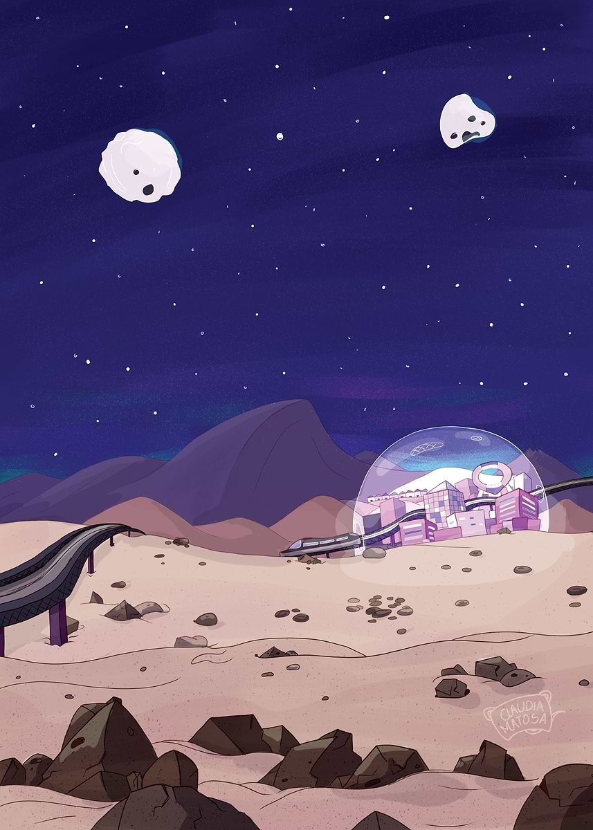 'Bubble City on Mars' Poster, picture, metal print, paint by Claudia ...