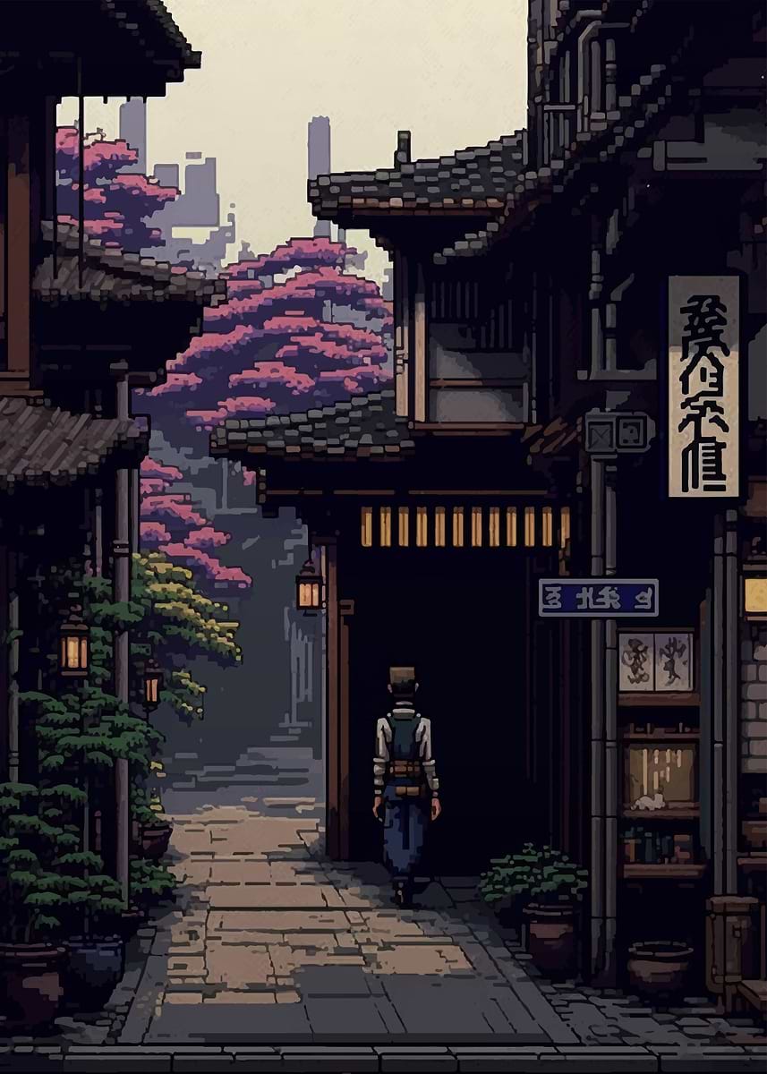 'Kyoto City Pixel Art' Poster, picture, metal print, paint by Mdisplate ...