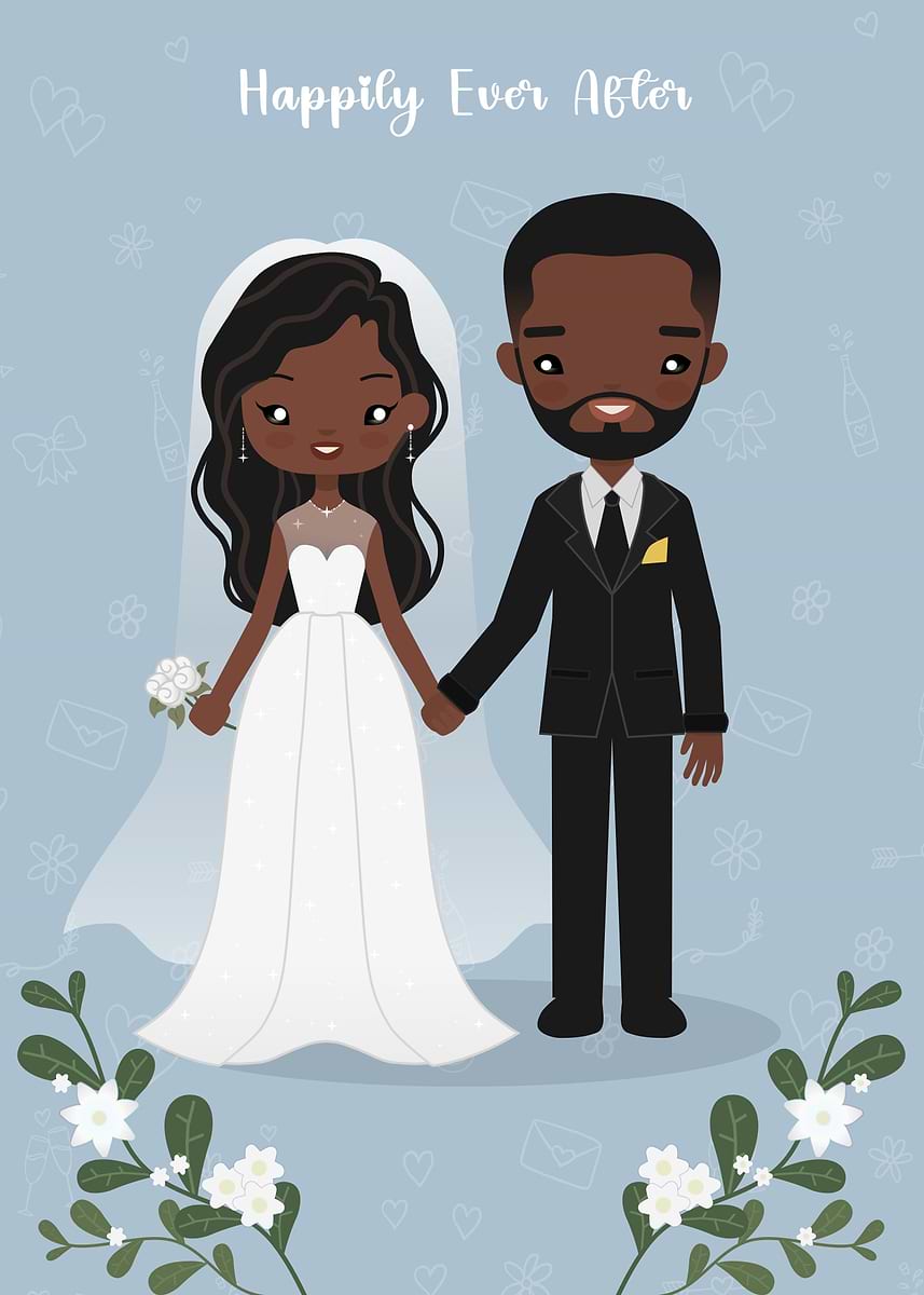 'Cute Wedding Couple' Poster, picture, metal print, paint by Padlynn ...