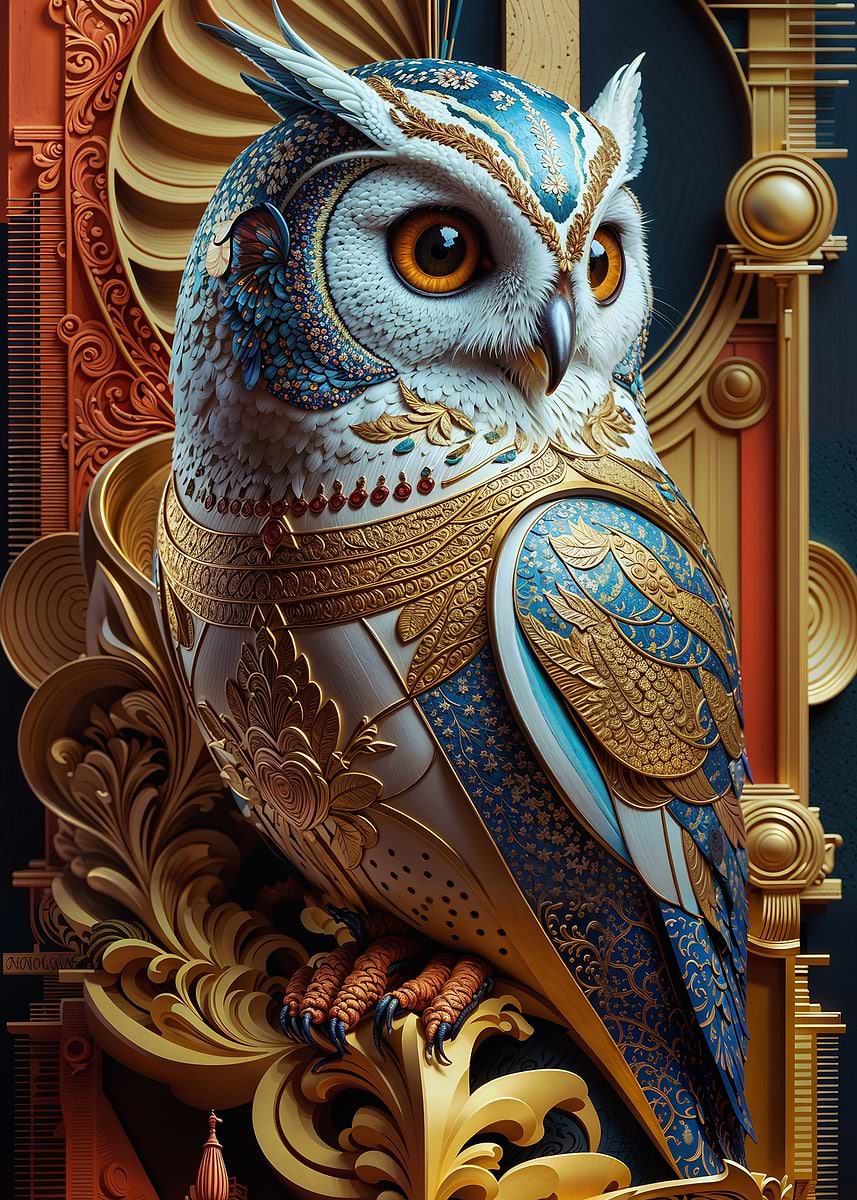'Regal Ornate Owl' Poster, picture, metal print, paint by sekarayu ...