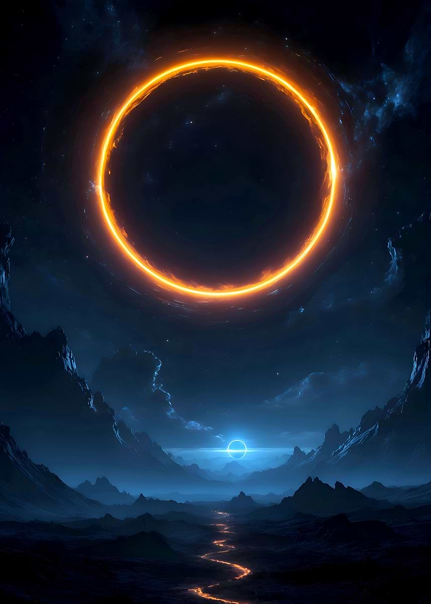 'Black Hole Eclipse Scene' Poster, picture, metal print, paint by ...
