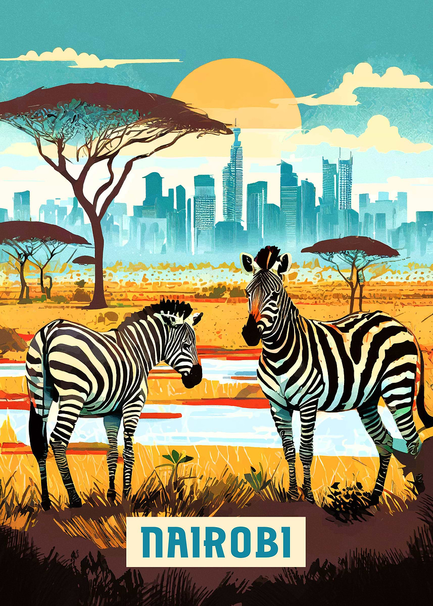 'Nairobi' Poster, picture, metal print, paint by Bo Kev | Displate