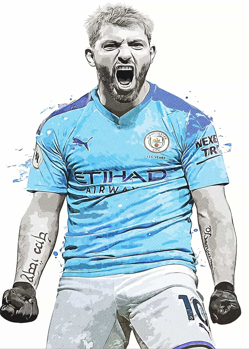 'Sergio Aguero' Poster, picture, metal print, paint by Without Me ...