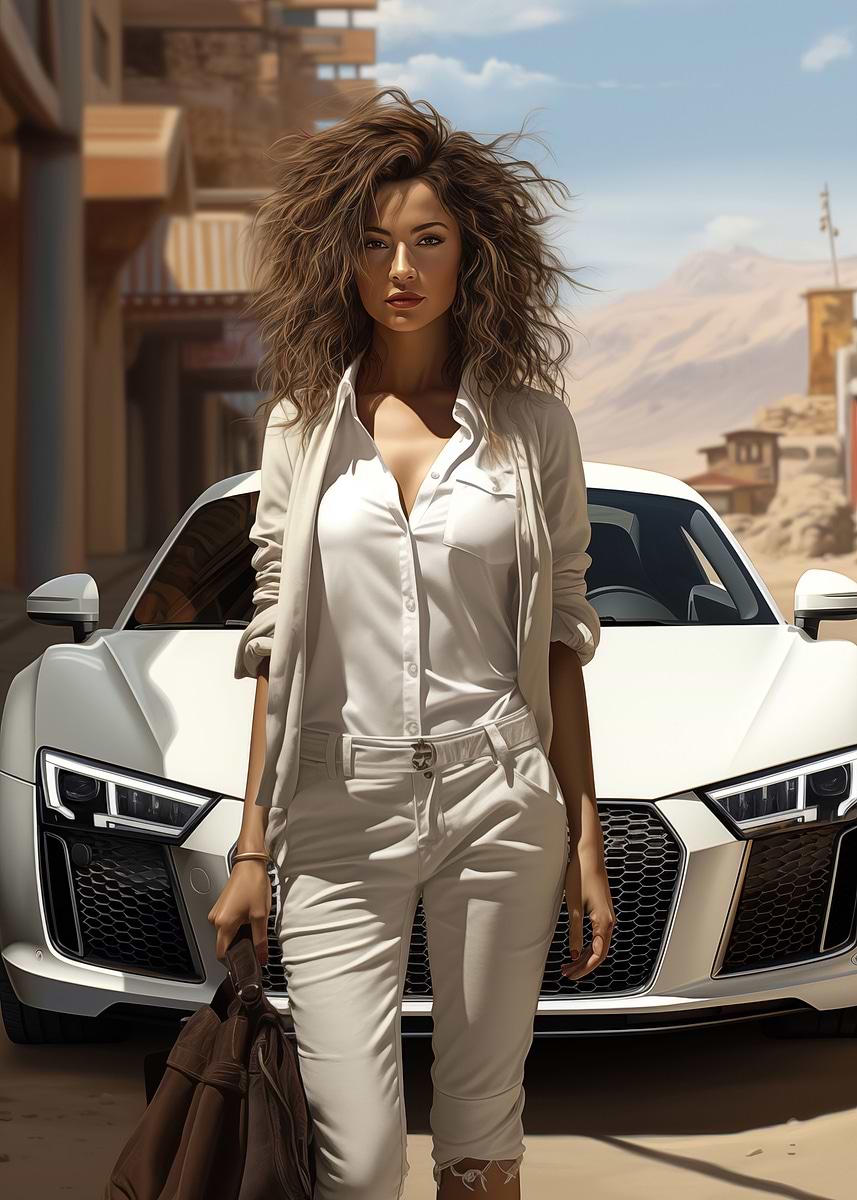'Beauty woman and Audi R8' Poster, picture, metal print, paint by Roman ...