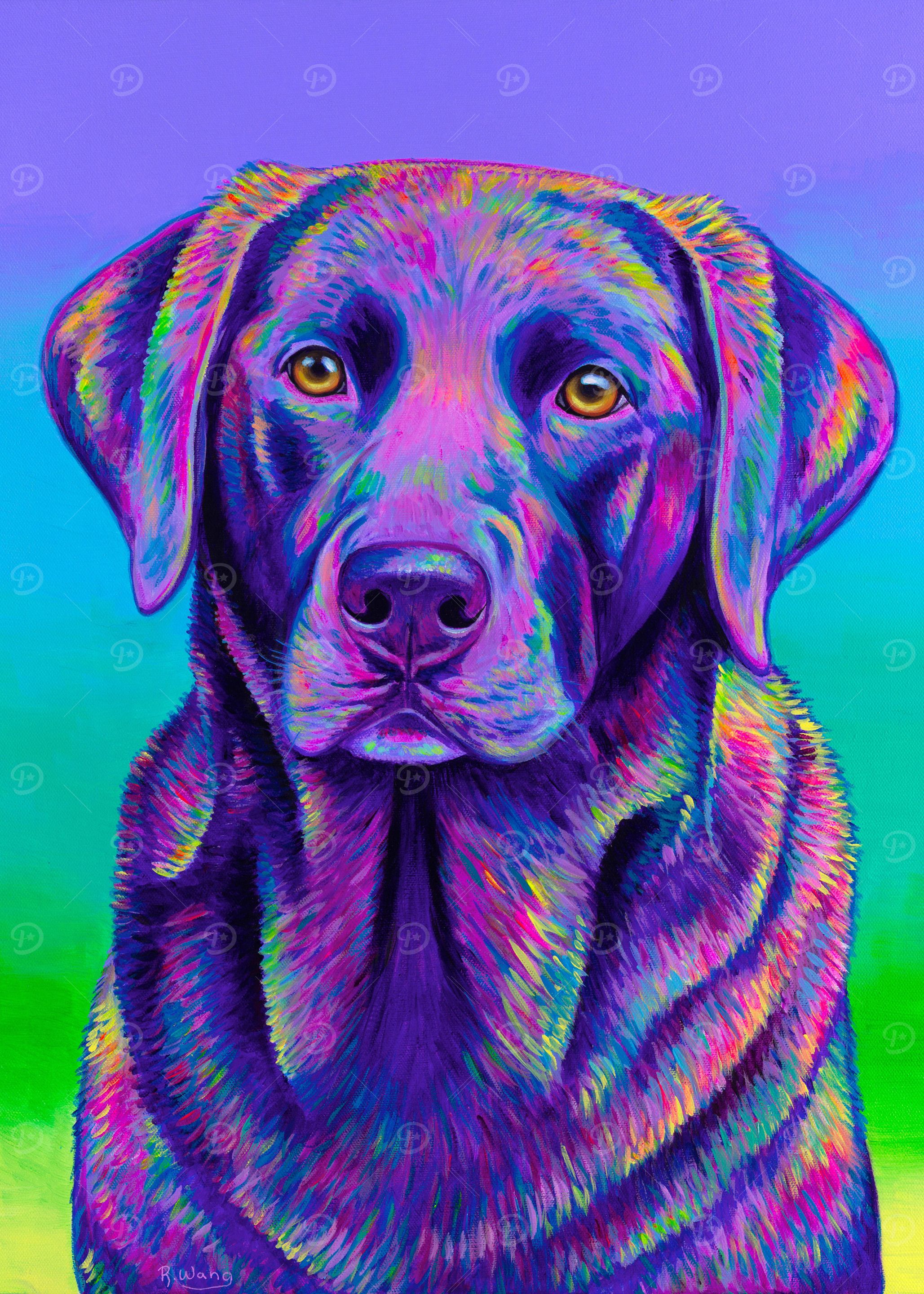 'Purple Labrador Dog' Poster, picture, metal print, paint by Rebecca ...